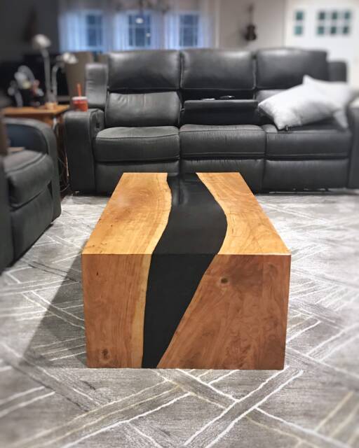 Cherry River Coffee Table With Black Epoxy by Etsy | ufurnish.com