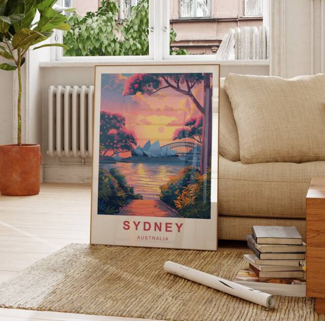 Sydney Travel Poster - Opera House Skyline Australia - Available in A5 ...