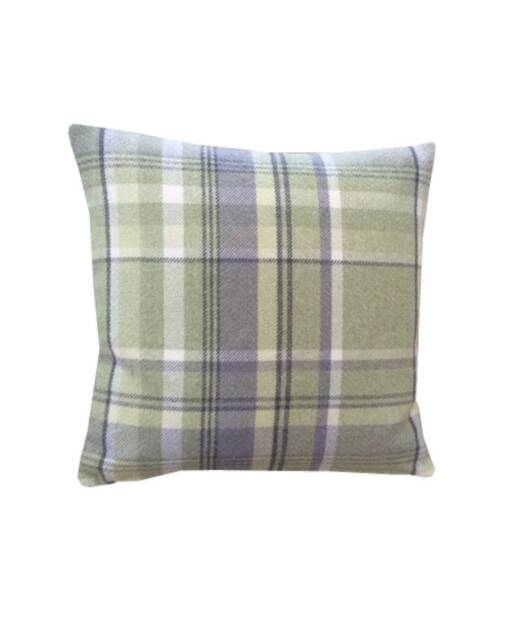 Isles Collection Skye Sage Green & Grey Wool Effect Tartan Plaid Tweed ...