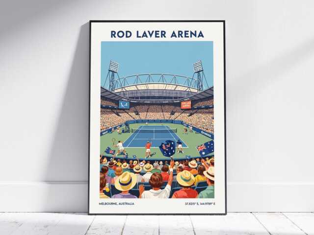 Rod Laver Arena Tennis Poster - Vintage Melbourne Travel Wall Art Print ...