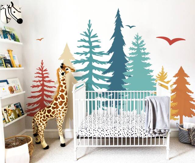 Rainbow Tree Wall Decals Over The Crib Woodland Nursery Decor - Murals ...