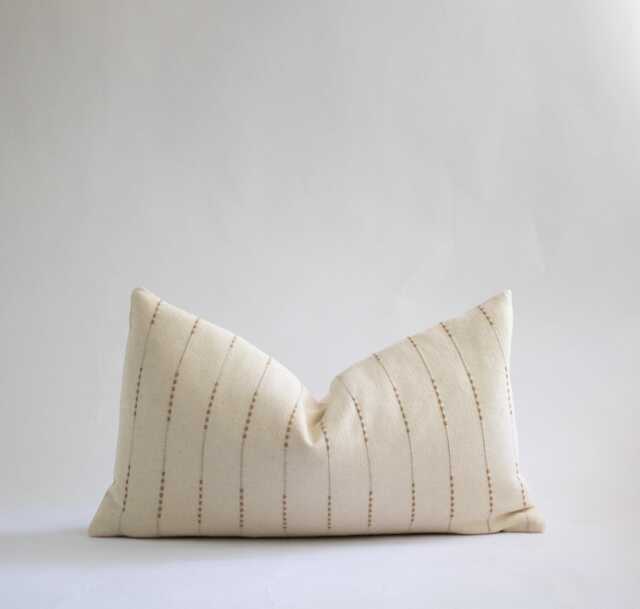 Cream & Beige Stripe Chiang Mai Lumbar Pillow Cover, Tan Striped Hmong ...