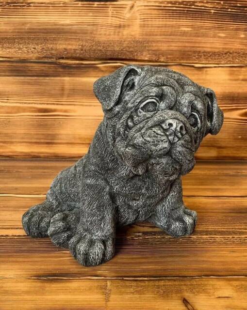 Stone Garden Cute Bulldog Pup Puppy Hand Cast Statue Gift Ornament by ...