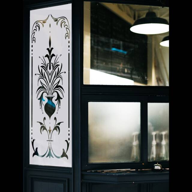Victorian Vase Pub & Bar Frosted Window Etch Vinyl Or Restaurant Design ...