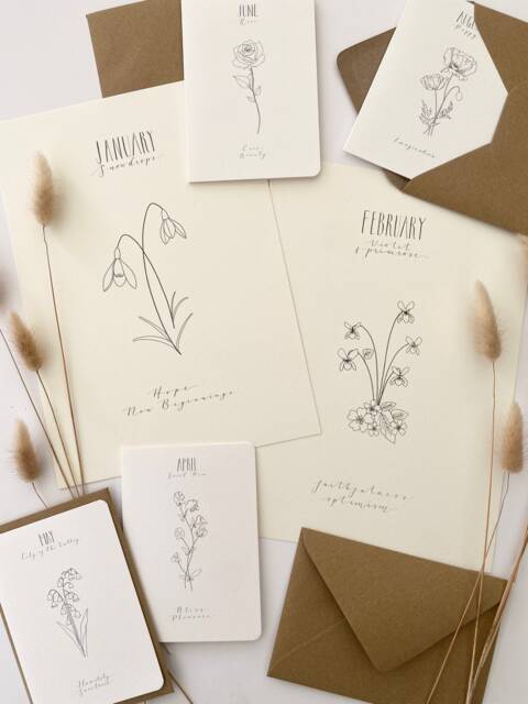Personal Birth Flower Print & Cards - April May Birthday Gift Card ...