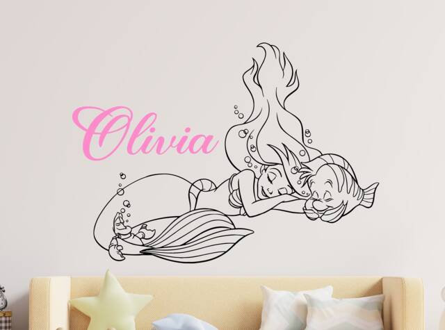 Princess Ariel Wall Decal Little Mermaid Decor Cartoon Sticker For ...