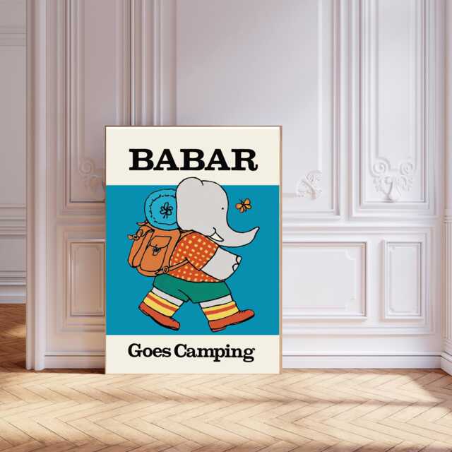 Babar The Elephant Camping Nursery Wall Art Retro Kids Decor Quote ...