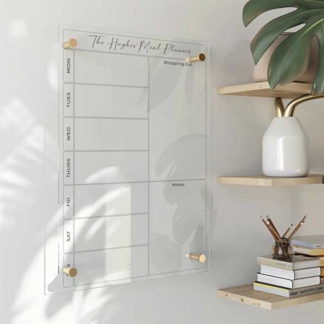 Personalised Weekly Family Menu Meal Planner Whiteboard - Wipe Clean ...