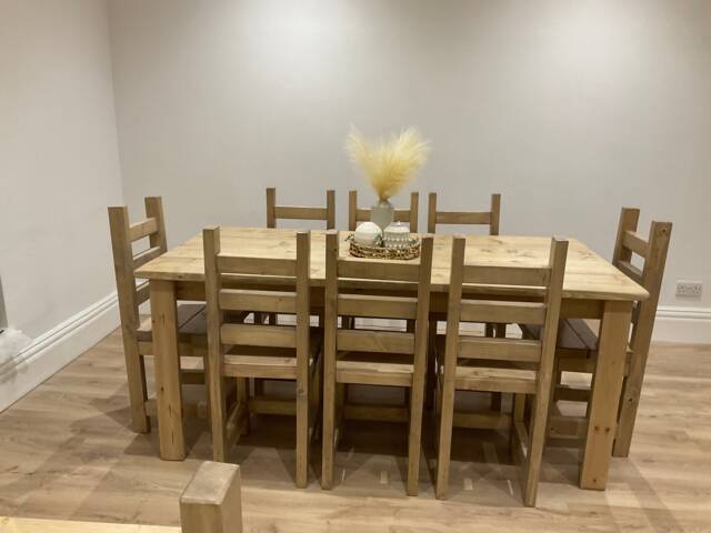 Beautiful, Farmhouse Rustic Dining Table & 8 Chunky Chairs - 180 X 90cm ...