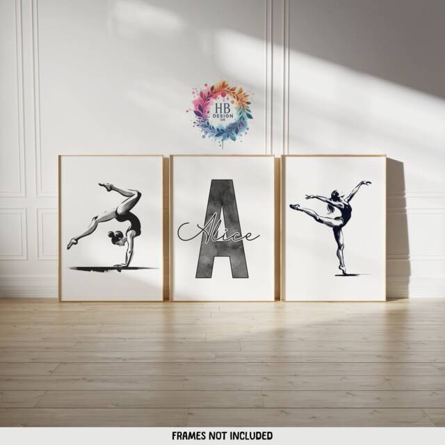 Personalised Gymnastics Posters - Set Of 3 Prints - Boys Girls Bedroom ...