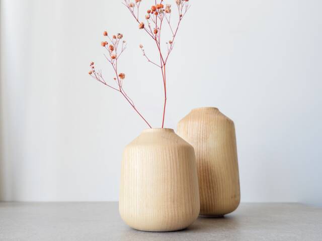 Wooden Vase Set, Wood Lover Gift, Ash Vase, Decorative Object ...