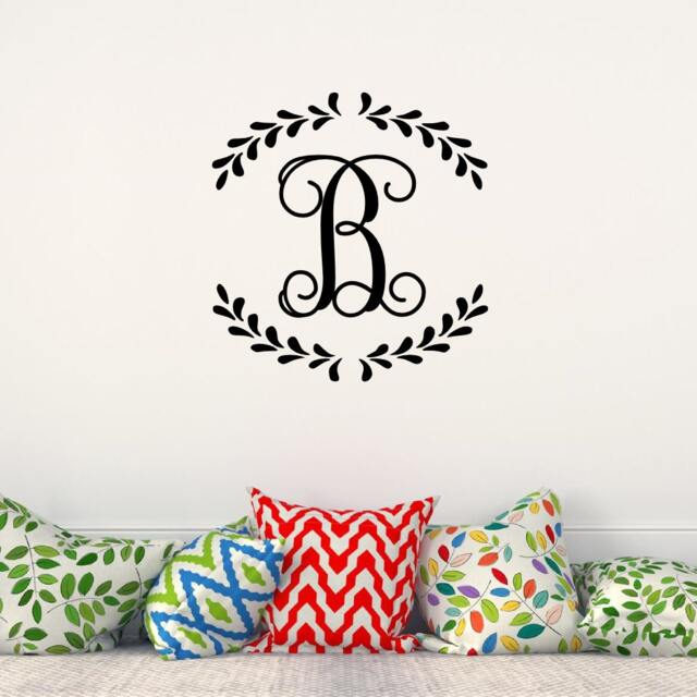 Laurel Wreath Monogram Decal Personalized Vinyl Wall Decor by Etsy ...