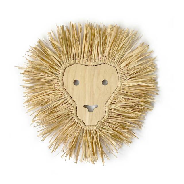 Lion Weaving Mask in Wood & Rafia For Children's Room Decoration ...