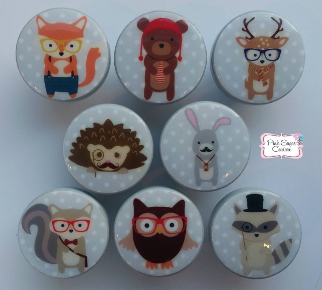 Gray Knobs Hipster Woodland Animals Friends #3 M2M Bedding Forest Kids ...