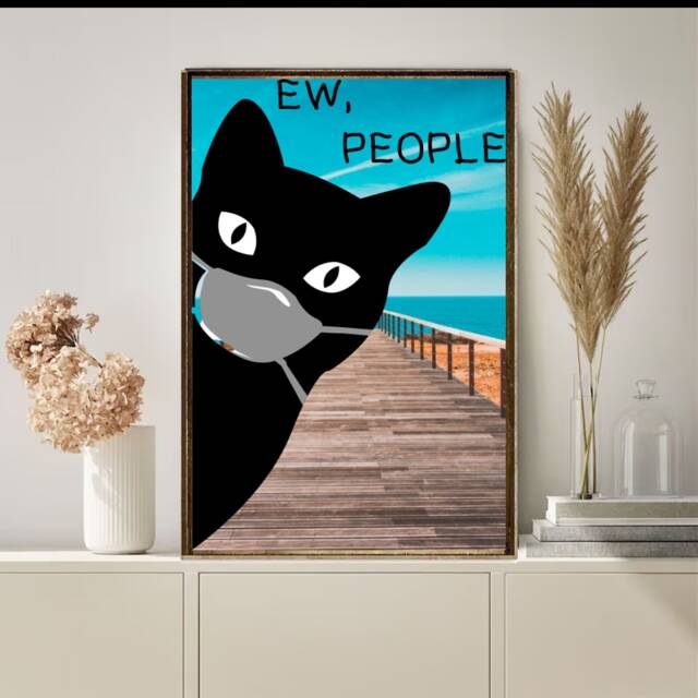 Eww People Cat Poster , Black Cat Wall Art - Print -Black Artwork Home ...