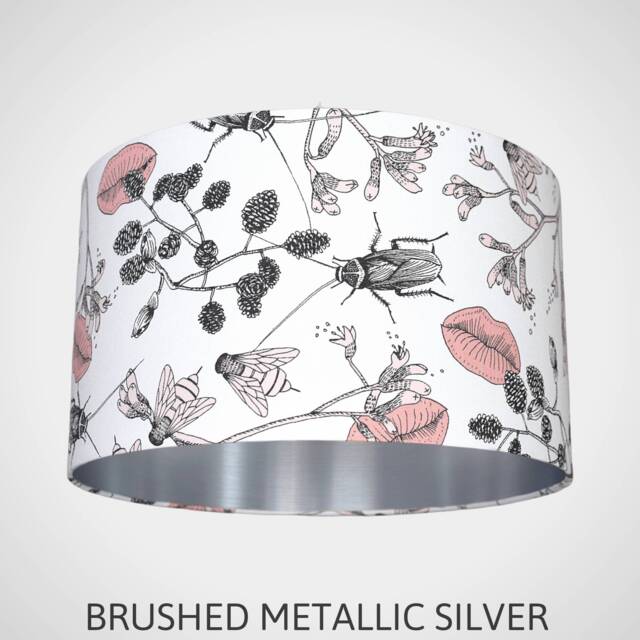 Beetle Lampshade Botanical With Silver Lining, Bee Insects & Lips ...