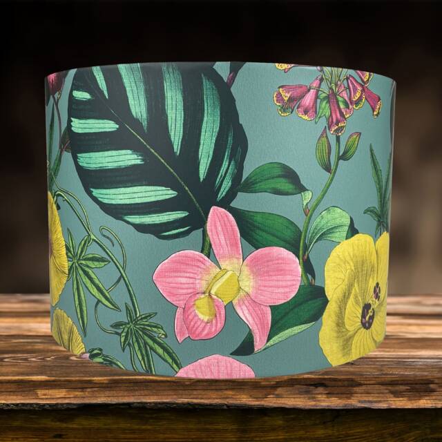 Floral Lampshade - Botanical Design With Pink, Purple, Yellow, & Green ...
