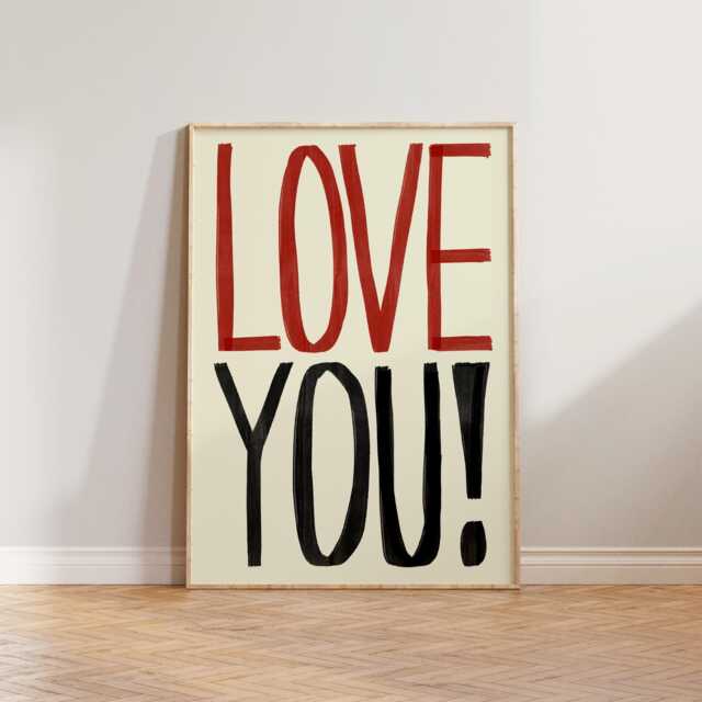 Love You Wall Art, Living Room Prints, Gift For Her, Hallway Bold Retro ...