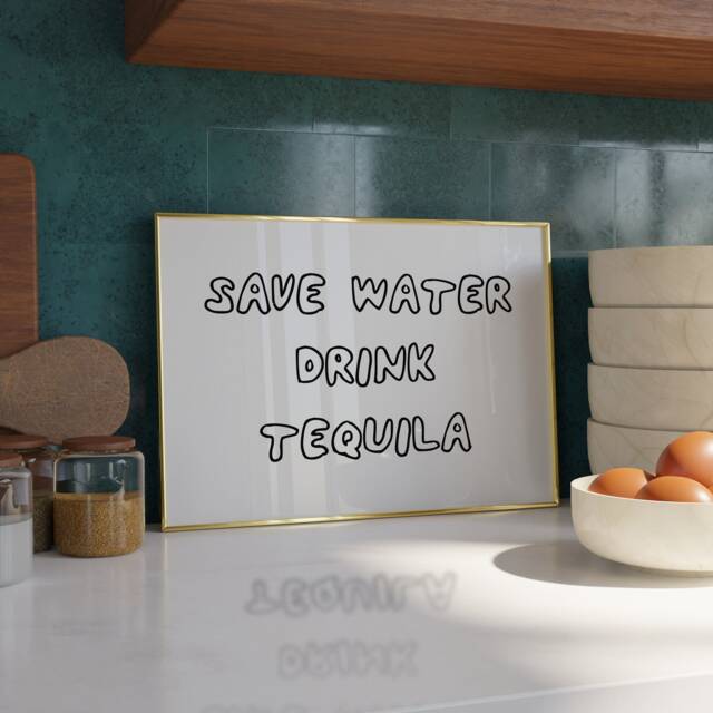 Tequila Print - Bar Cart Wall Decor Drinking Accessories Print Kitchen ...