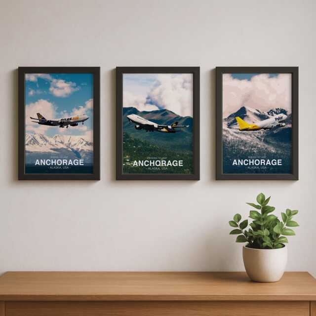 Triple Pack Anchorage Boeing 747 Prints - Atlas Air, Polar Air Cargo ...