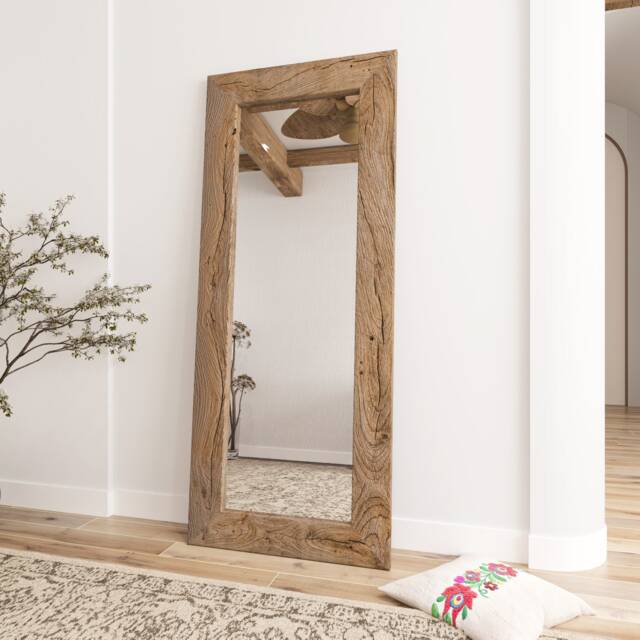 Reclaimed Wood Floor Mirror - Antique Full Length Mirror- Rustic ...