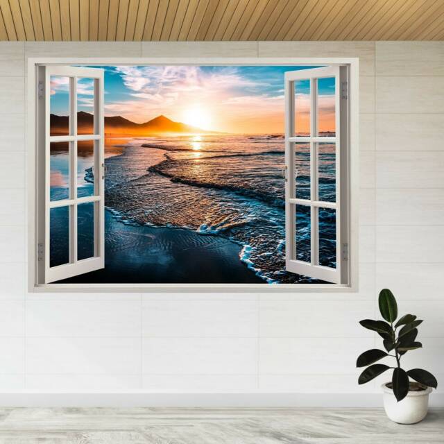 Beach Sunset Nature 3D Window View Wall Sticker Poster Decal A44 by ...