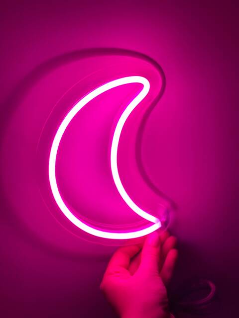 Neon Moon Light Sign - Crescent Sign For Bedroom, Custom Decor Room ...