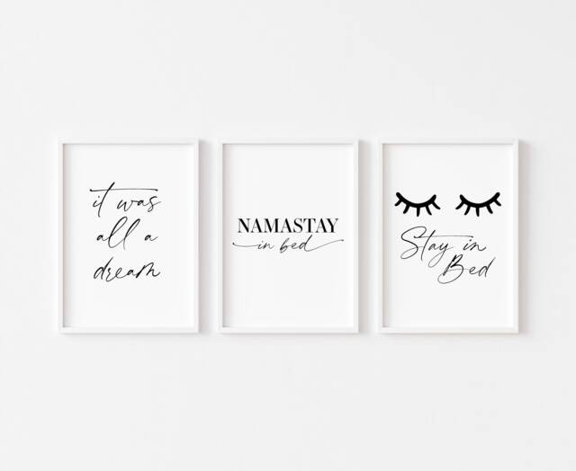 Bedroom Prints Set Of 3 - Above Bed Print Wall Art Sleep Poster Girls ...