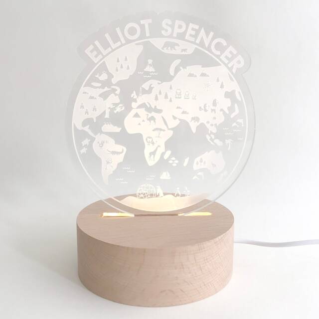 Personalized World Map Led Nightlight For Kids - Custom Laser Cut Lamp ...