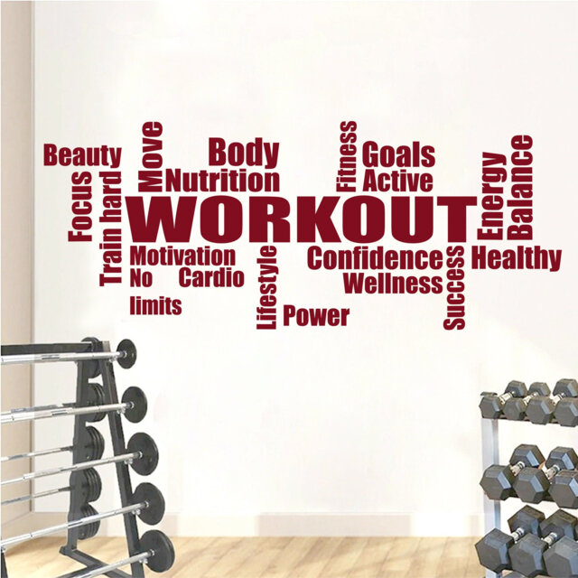 Workout Gym Wall Decal - Fitness Stickers Sport Motivational Decals ...