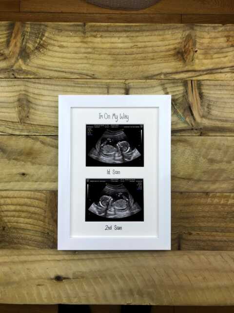 Double Baby Scan Photo Frame - I'm On My Way Twin Aperture Pregnancy ...