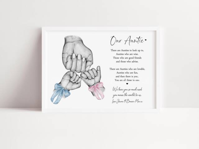 Personalised Family Auntie's Poem Print Fist Hands Up To 5 Children ...
