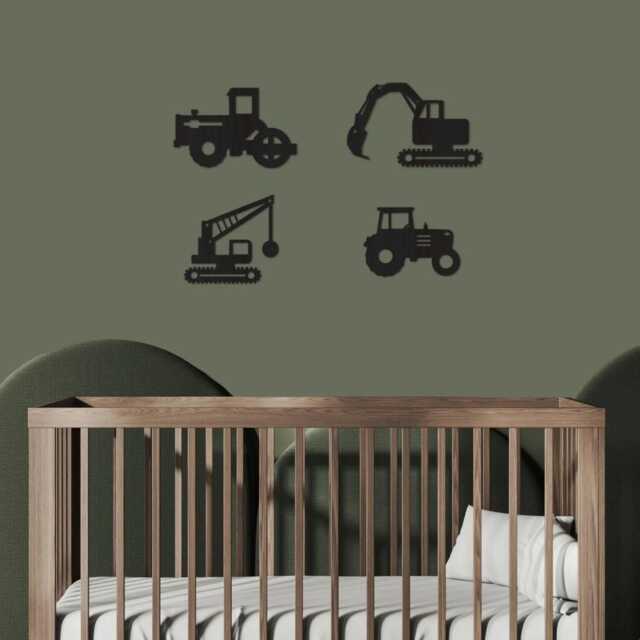 Wooden Tractor Wall Art Set - Farm Bedroom Decor Construction Digger ...