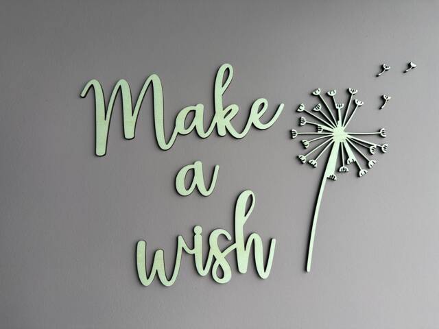 Make A Wish With Dandelion Clock Shape, Wooden Wall Quote by Etsy ...
