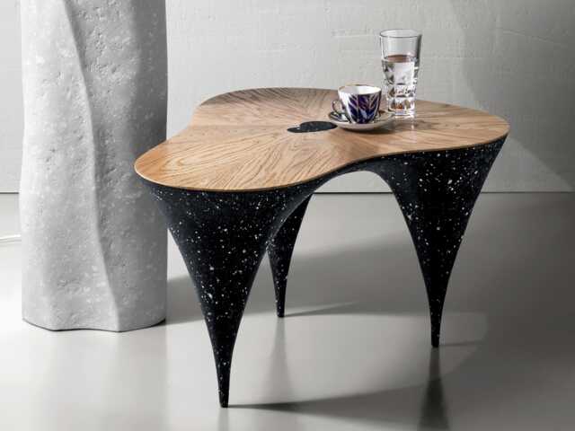 Handmade Oak & Mixed Material Coffee Table Modern Sculptural Center ...