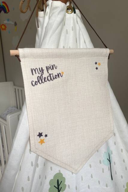 Pin Badge Display - Personalised Pennant Banner Enamel Pin Holder Kids ...