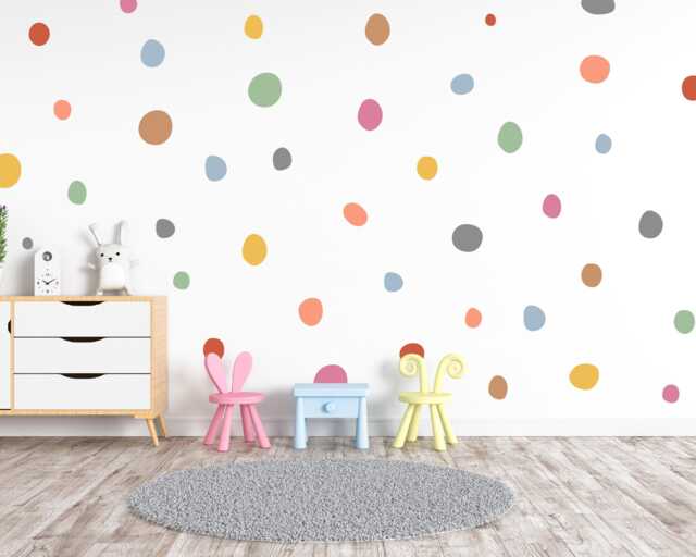 Polka Dot Wall Decals 150 Rainbow Confetti Stickers, Nursery Decor by ...