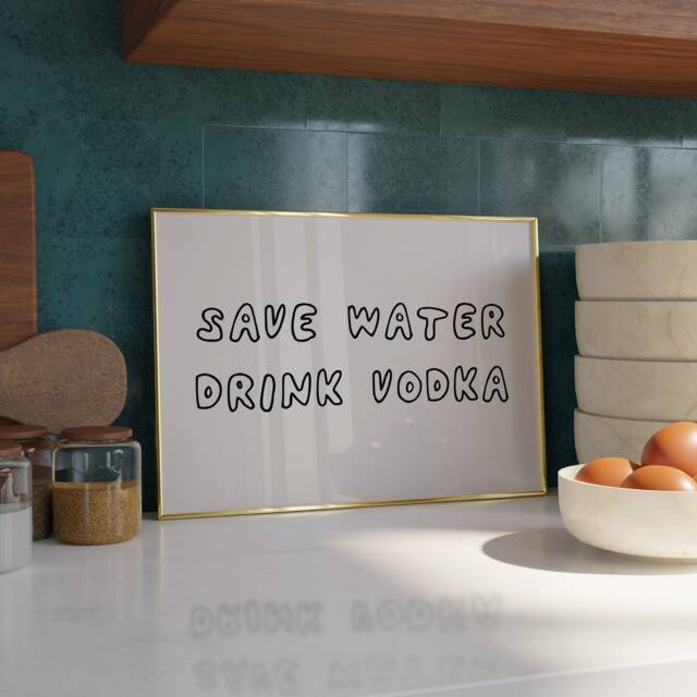 Vodka Print - Bar Cart Wall Decor Drinking Accessories Print Kitchen ...