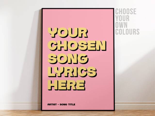 Custom Song Lyrics Print, Personalised Text, Birthday Gift, Music ...