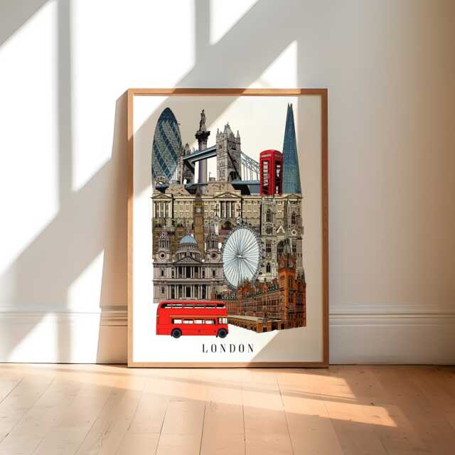 London Landmarks Art Print - Framed Skyline Poster by Etsy | ufurnish.com