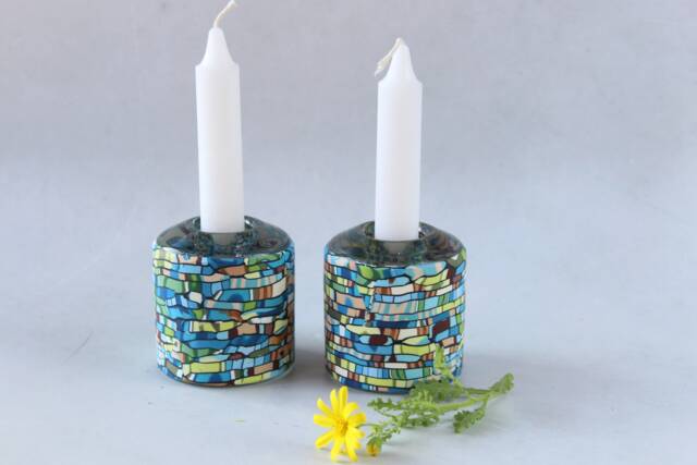 Shabbat Bright & Colorful Candle Double Sided Holders by Etsy ...