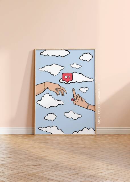 Hands Of God & Adam Art Print - A5 A4 A3 Poster Home Decor Wall ...