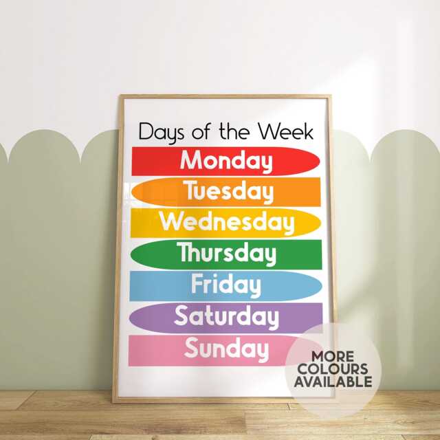 Days Of The Week Print -- Kids Learning Print, Rainbow Playroom ...