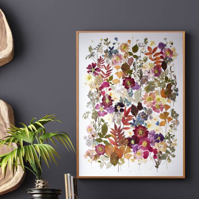 Large Wall Art Pressed Flowers, Botanical Flower Art, Natural Home ...