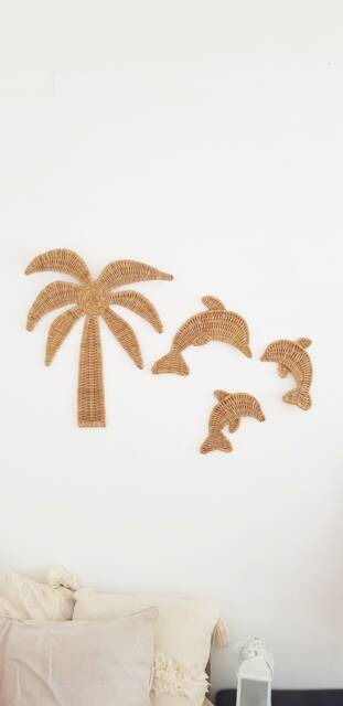Wicker Palm Tree & Dolphins Wall Decor Coastal Nursery Art by Etsy ...