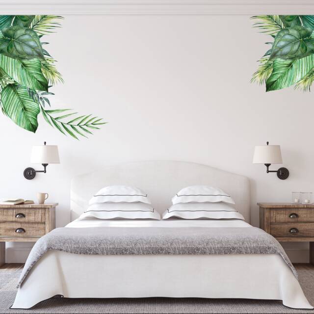 Tropical Leaves Wall Sticker Set. Flowers Home Decor. Alternative ...
