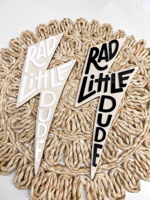 Rad Little Dude Lightning Bolt Decor, Nursery Boy Room Black White ...