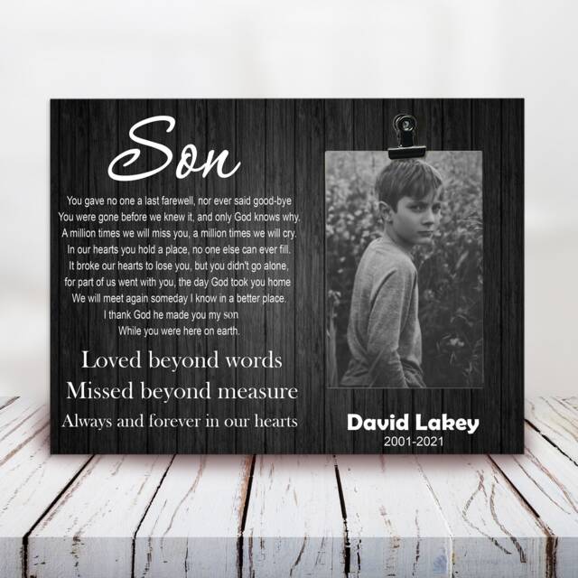 Loss Of Son Gift Memorial Frame 4x6 Photo Frame Personalization Clip ...