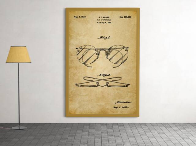 Vintage Patent Glasses Poster, Snellen Pediatric Chart Print, Optometry ...