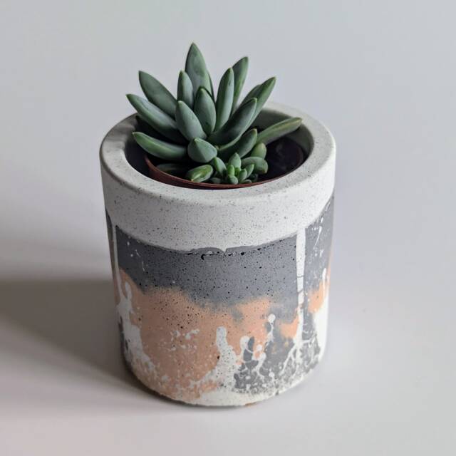 stone Effect Drip Plant Pot Peach, White & Grey by Etsy | ufurnish.com